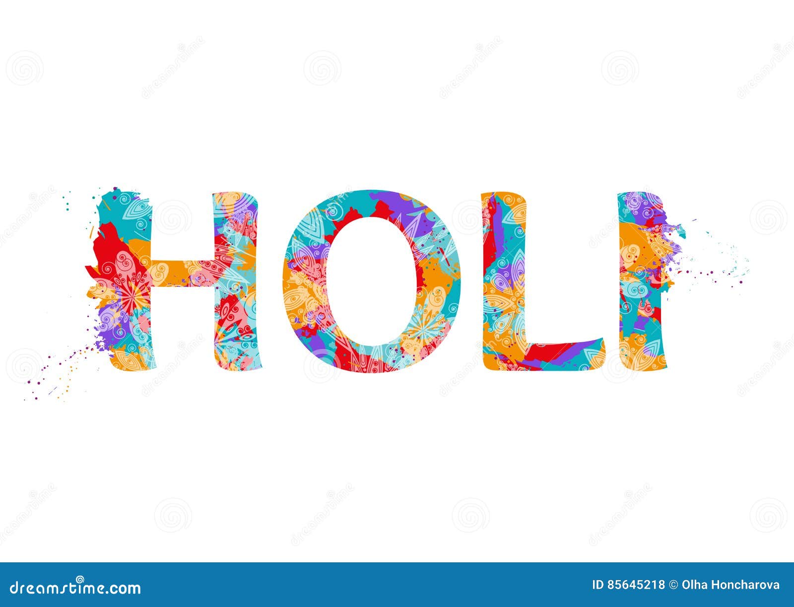 Word Holi with Multicolor Abstract Pattern. Stock Vector - Illustration ...