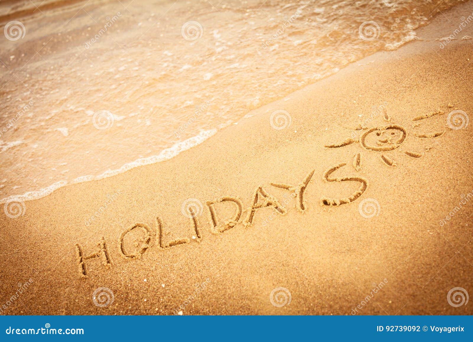 The Word Holidays Written in the Sand on a Beach Stock Photo - Image of ...