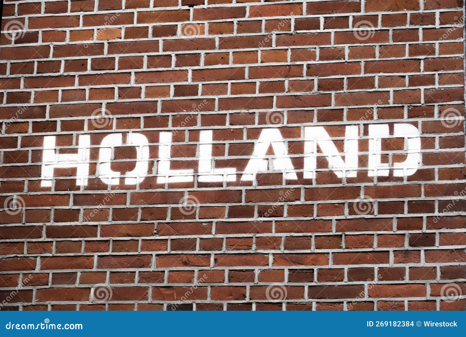 Word Holland Spray Painted on a Brick Wall Stock Photo - Image of color ...