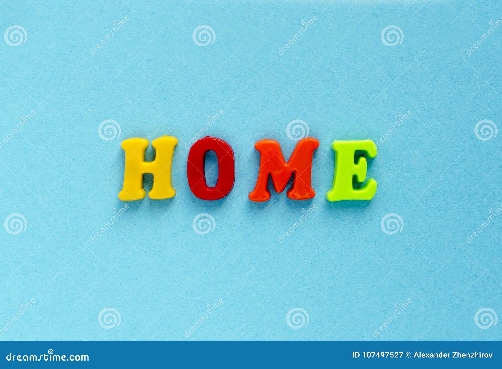 Word `home` of Plastic Magnetic Letters on Blue Background Stock Image ...