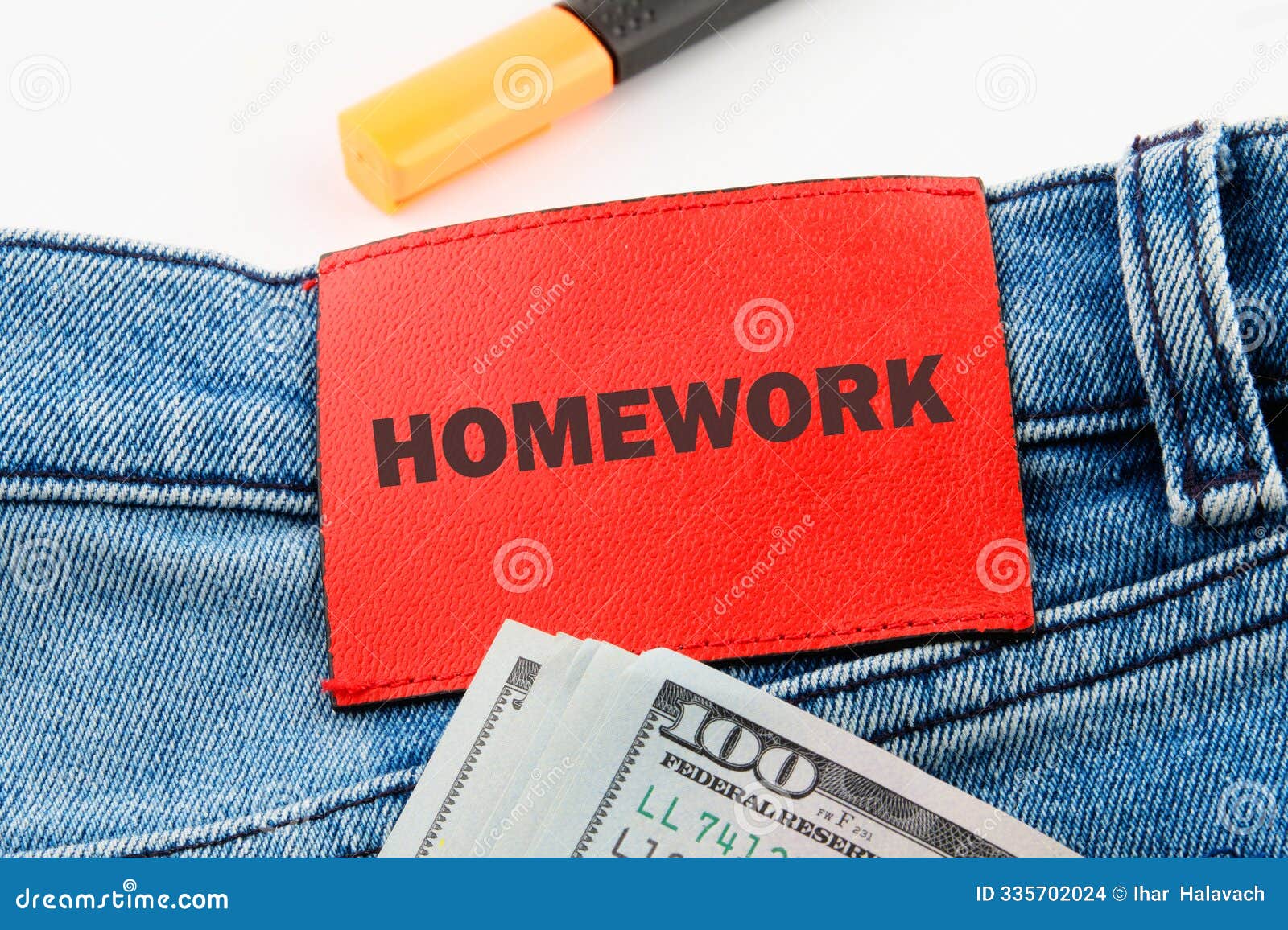 Word HOMEWORK on the Jeans Tag Stock Photo - Image of flat, study ...