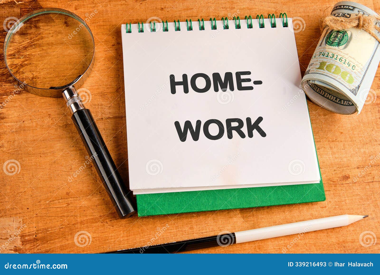 Word HOMEWORK in a Notebook on a Papyrus Background Stock Image - Image ...