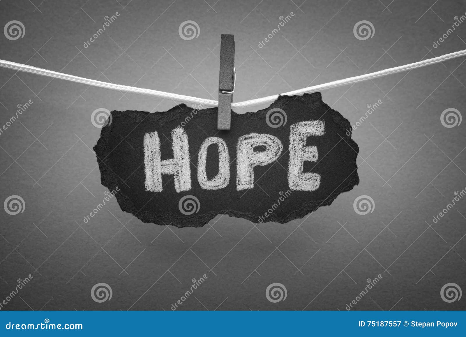 Word Hope on Black Piece of Paper Stock Image - Image of clothespin ...