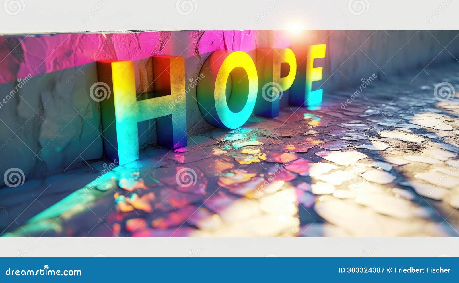 The Word Hope is Lit Up in Rainbow Colors Stock Illustration ...