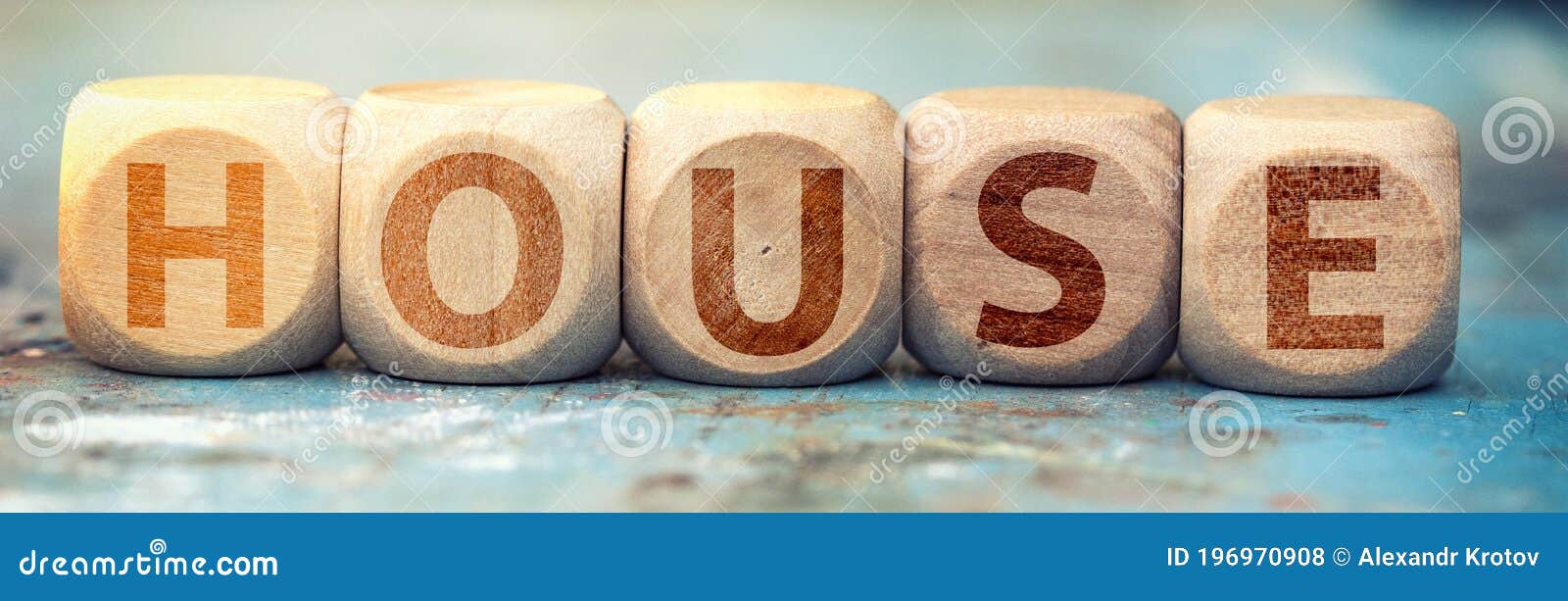Word house on wooden cubes stock photo. Image of concept - 196970908