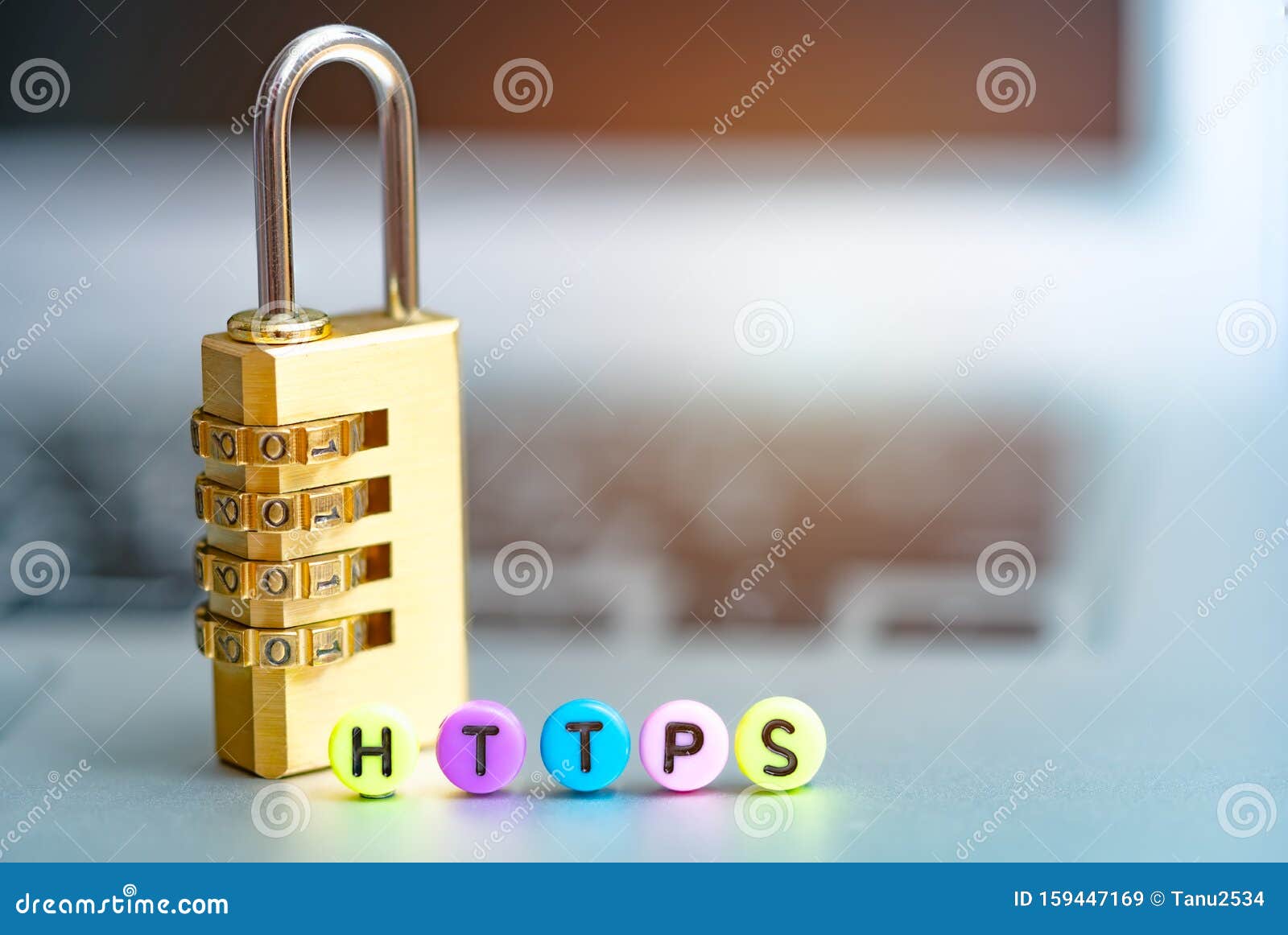 Word HTTPS on computer. stock image. Image of lock, cryptographer ...