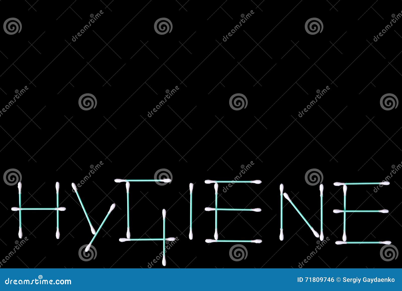 The Word Hygiene Composed of Turquoise Cotton Swabs Stock Photo - Image ...