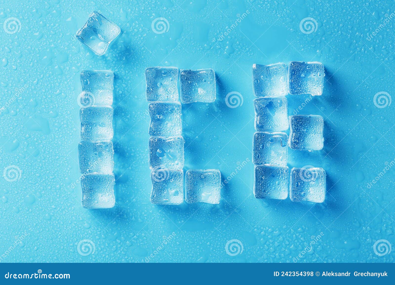 The Word ICE is a Pattern of Ice Cubes on a Blue Background Stock Photo ...
