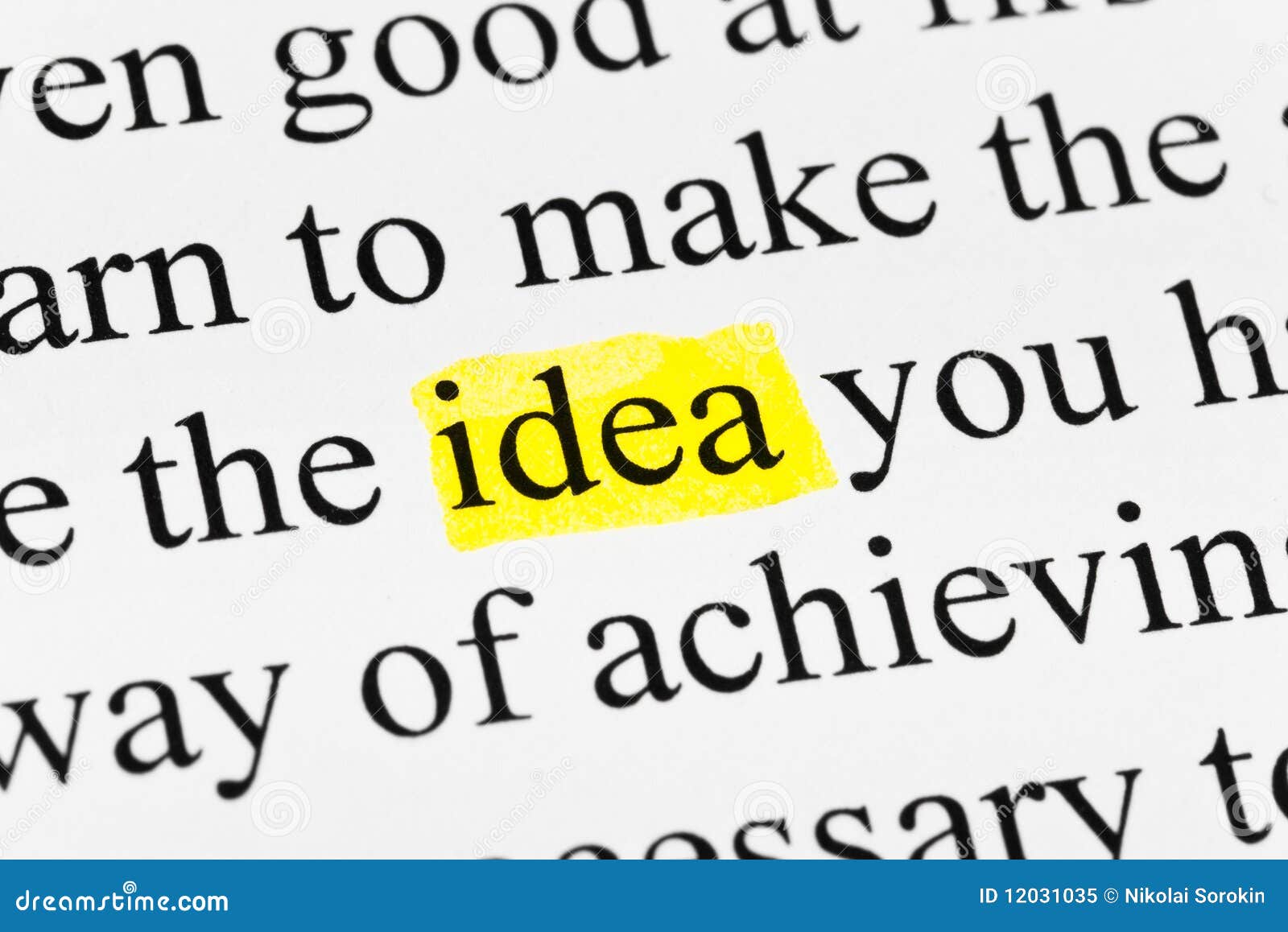 Word idea in text stock image. Image of abstract, concentration - 12031035
