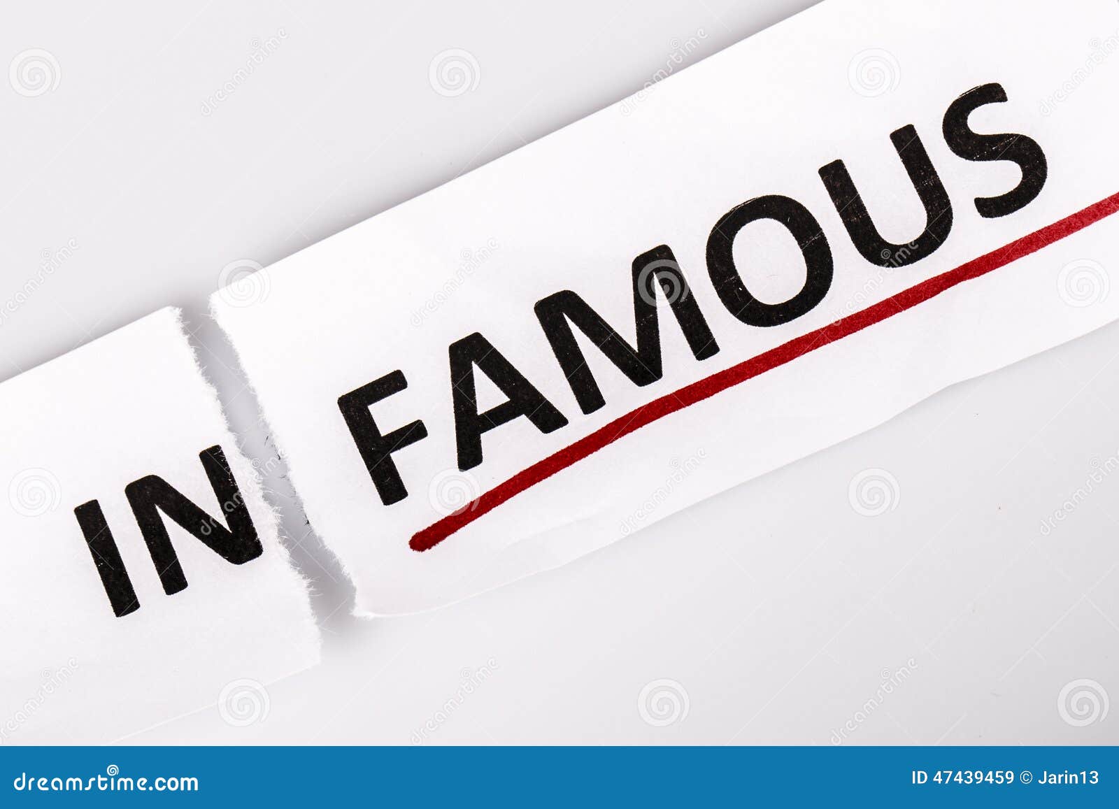 The Word Infamous Changed To Famous On Torn Paper Royalty-Free Stock ...
