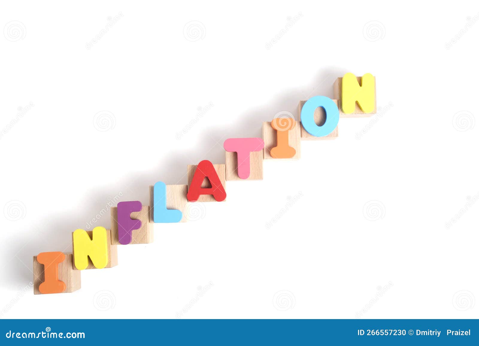 Word Inflation is Laid Out in Multicolored Letters White Background ...