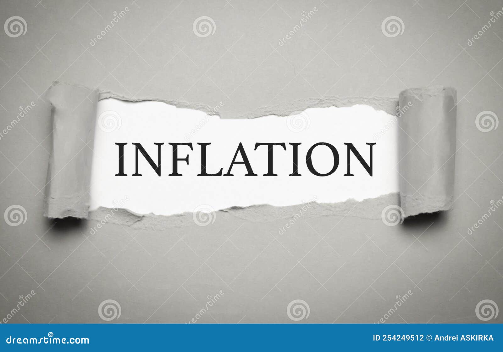 The Word Inflation is Standing on a White Background, Ripped Paper ...