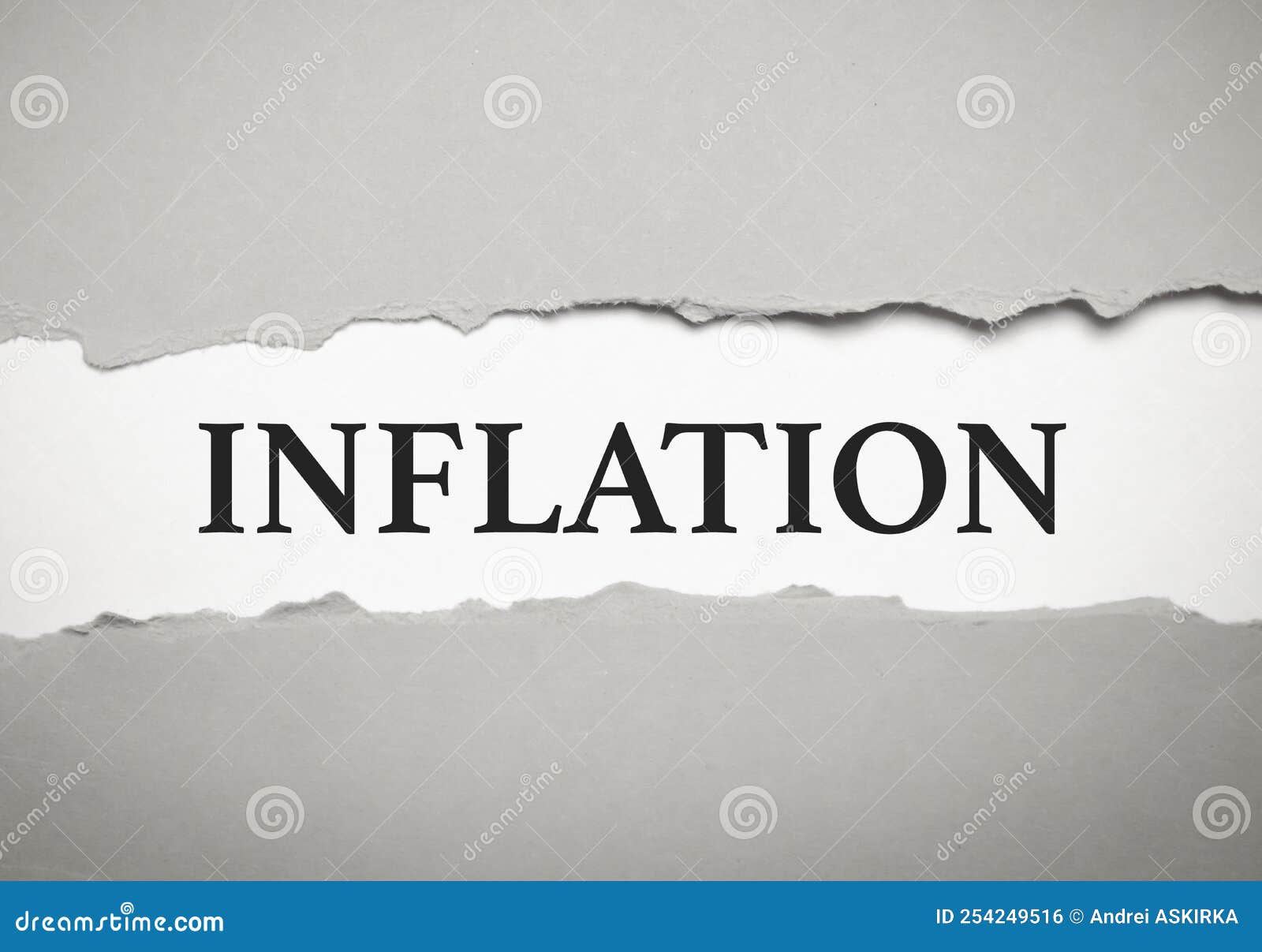 The Word Inflation is Standing on a White Background, Ripped Paper ...