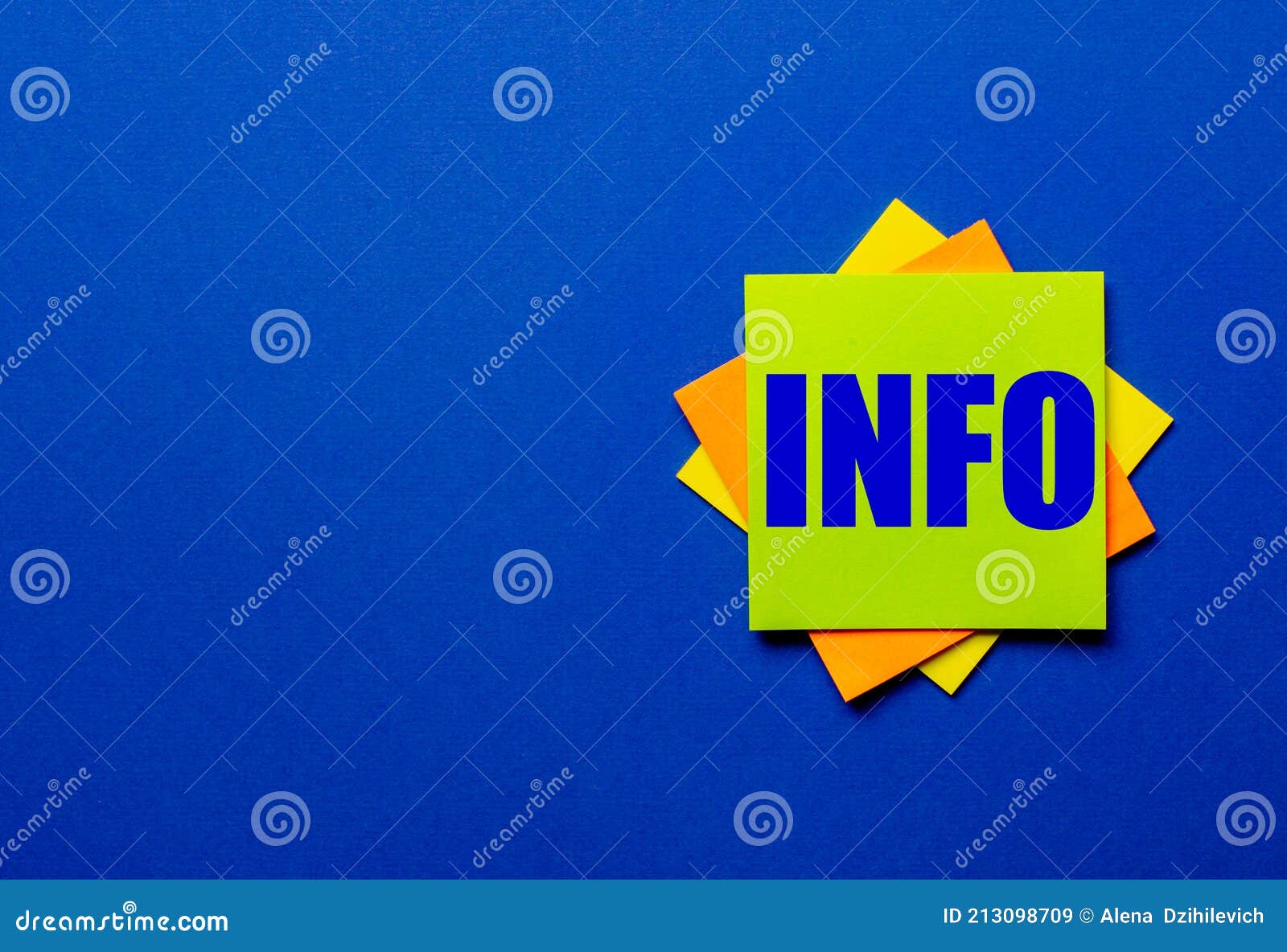 The Word INFO is Written on Bright Stickers on a Blue Background Stock ...