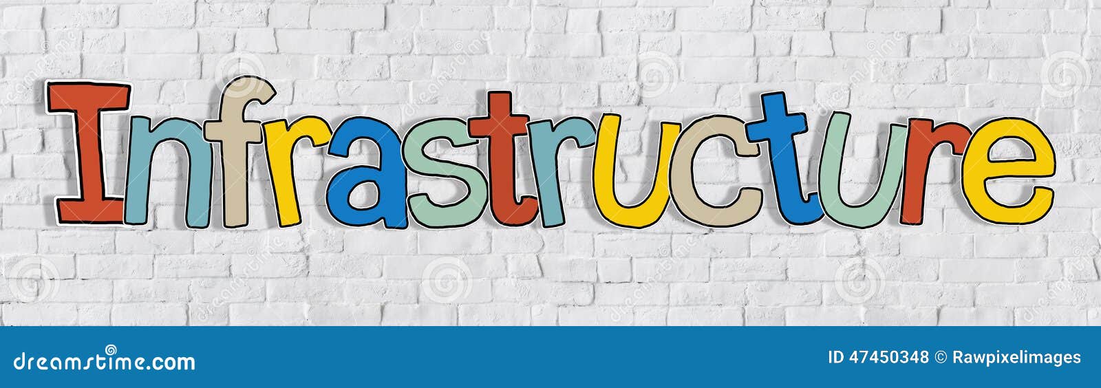 Word Infrastructure and Brick Wall in the Back Concept Stock Photo ...