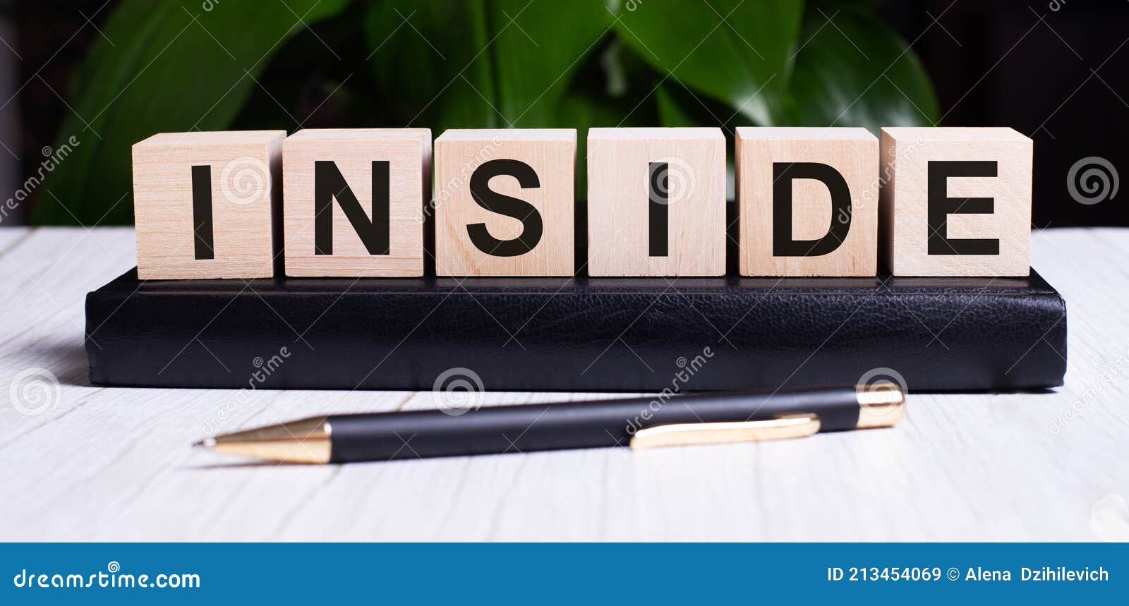 The Word INSIDE is Written on the Wooden Cubes of the Diary Near the ...