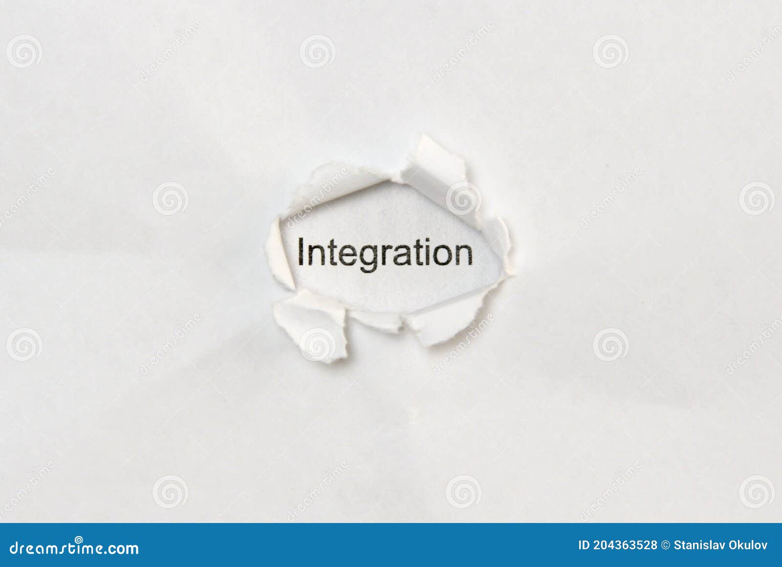 Word Integration on White Isolated Background through the Wound Hole in ...