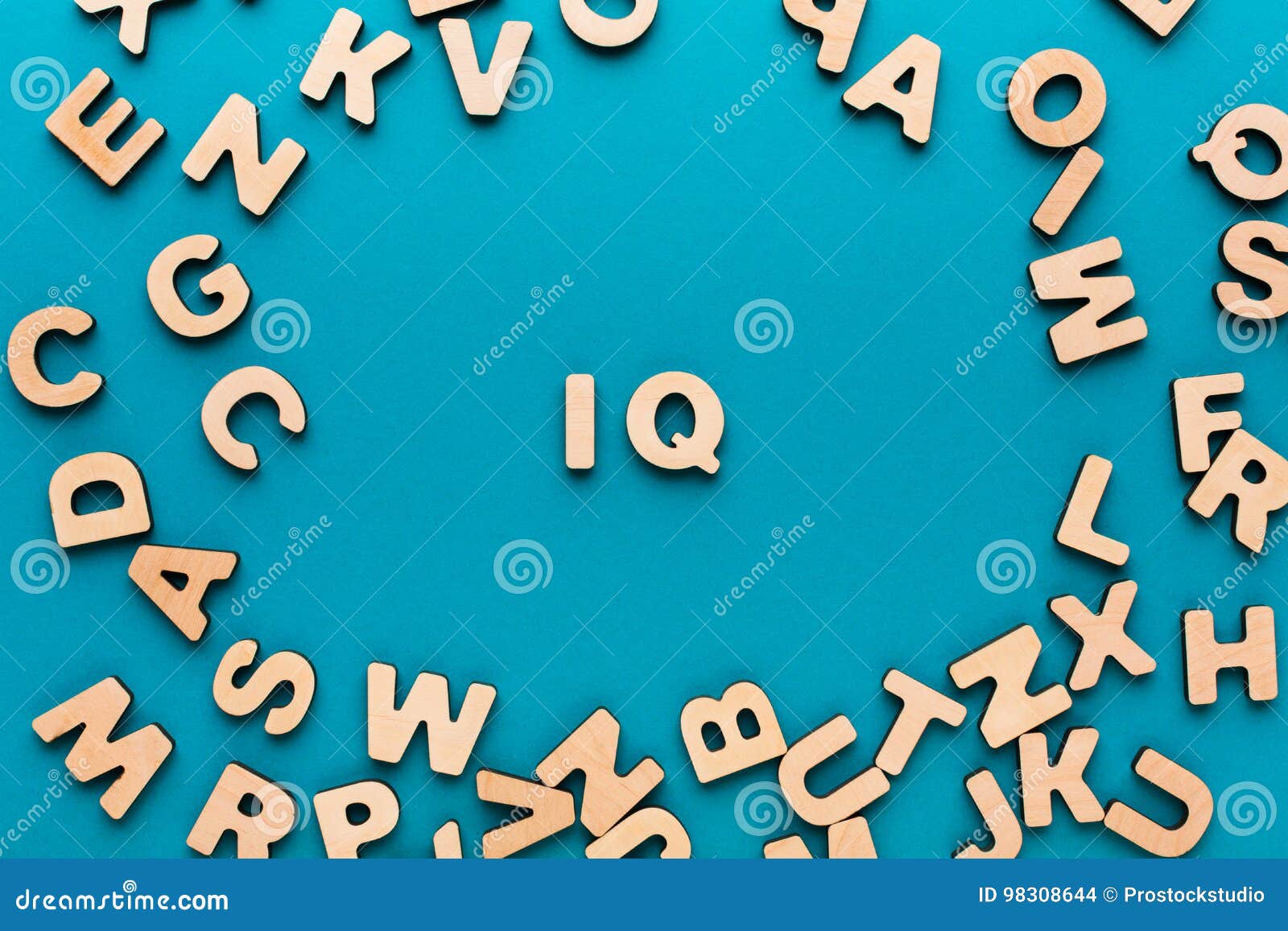Word IQ in Wooden Letters Frame Stock Photo - Image of physiology ...