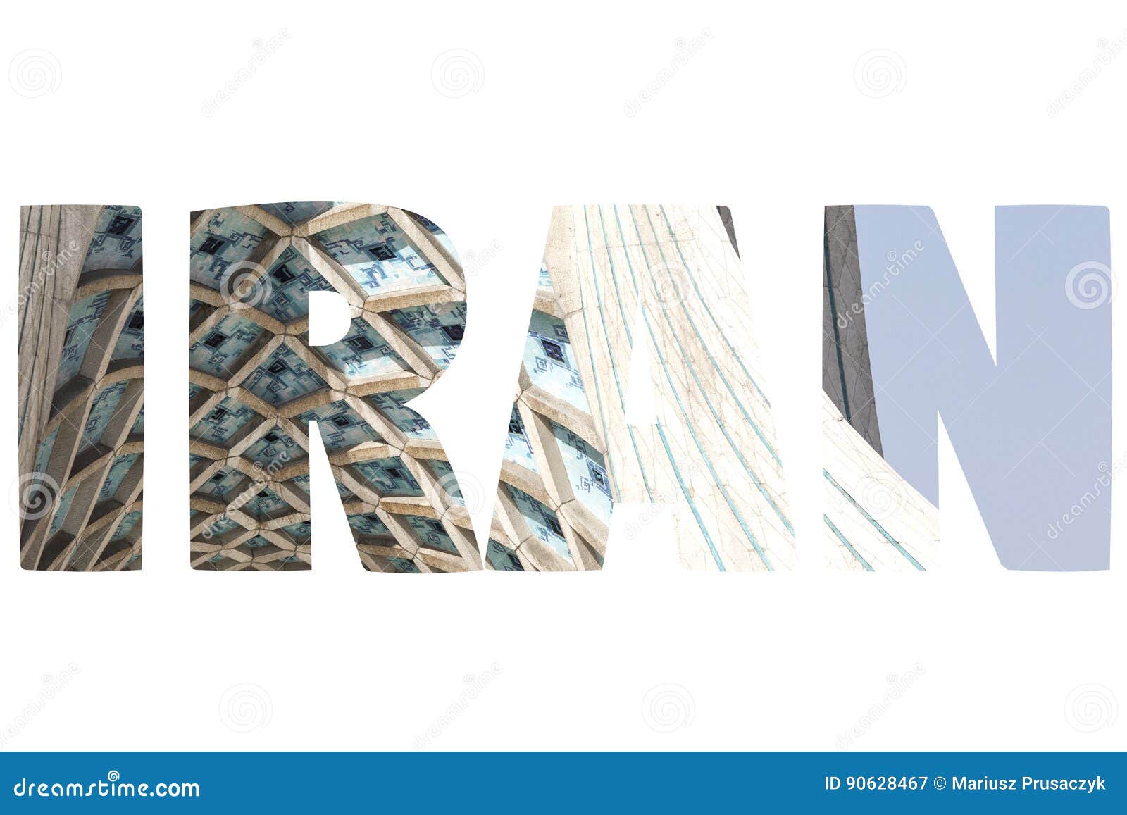 Word IRAN Over Symbolic Places. Stock Image - Image of iran, design ...