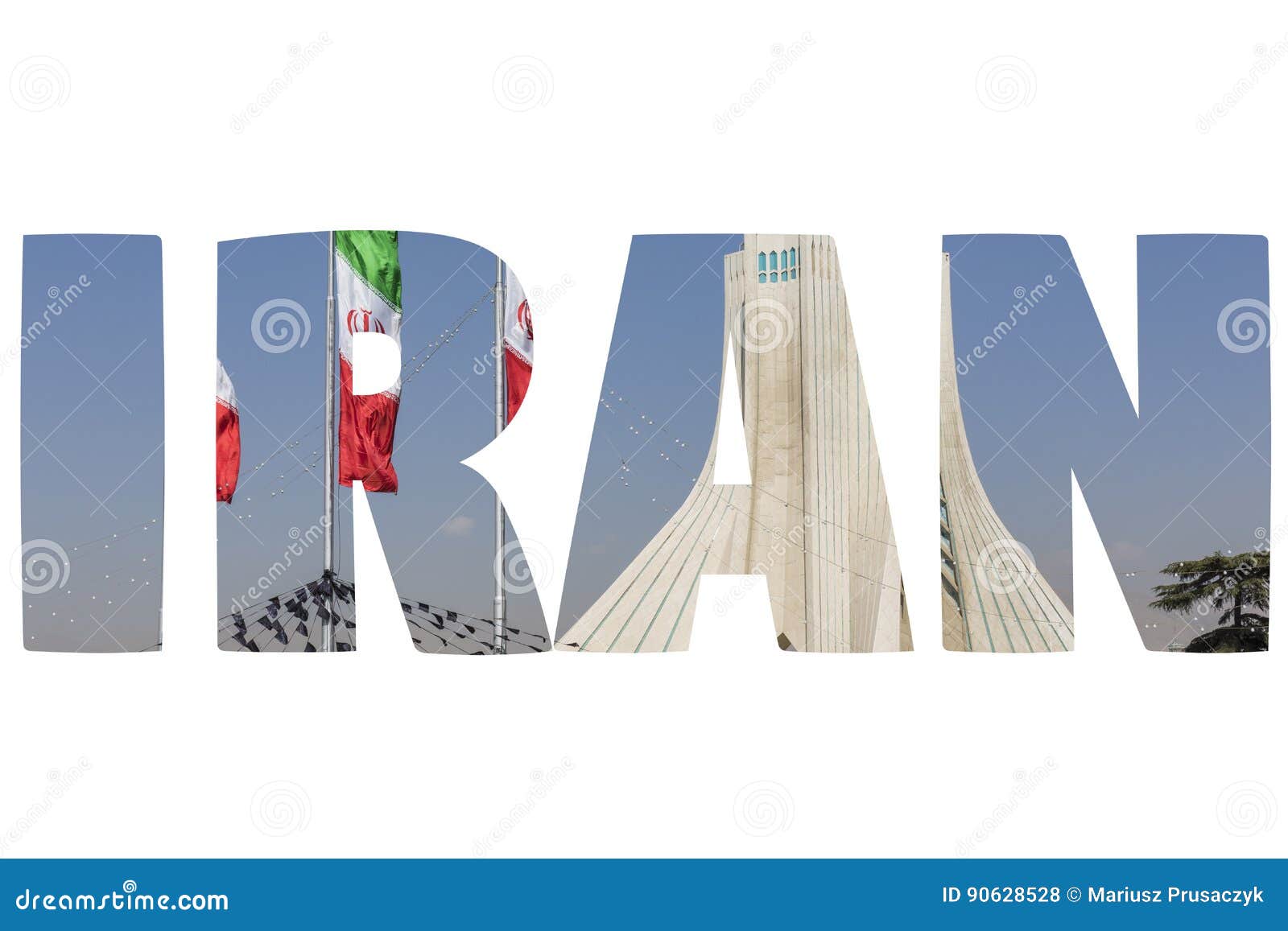 Word IRAN Over Symbolische Plaatsen Stock Foto - Image of iraans ...