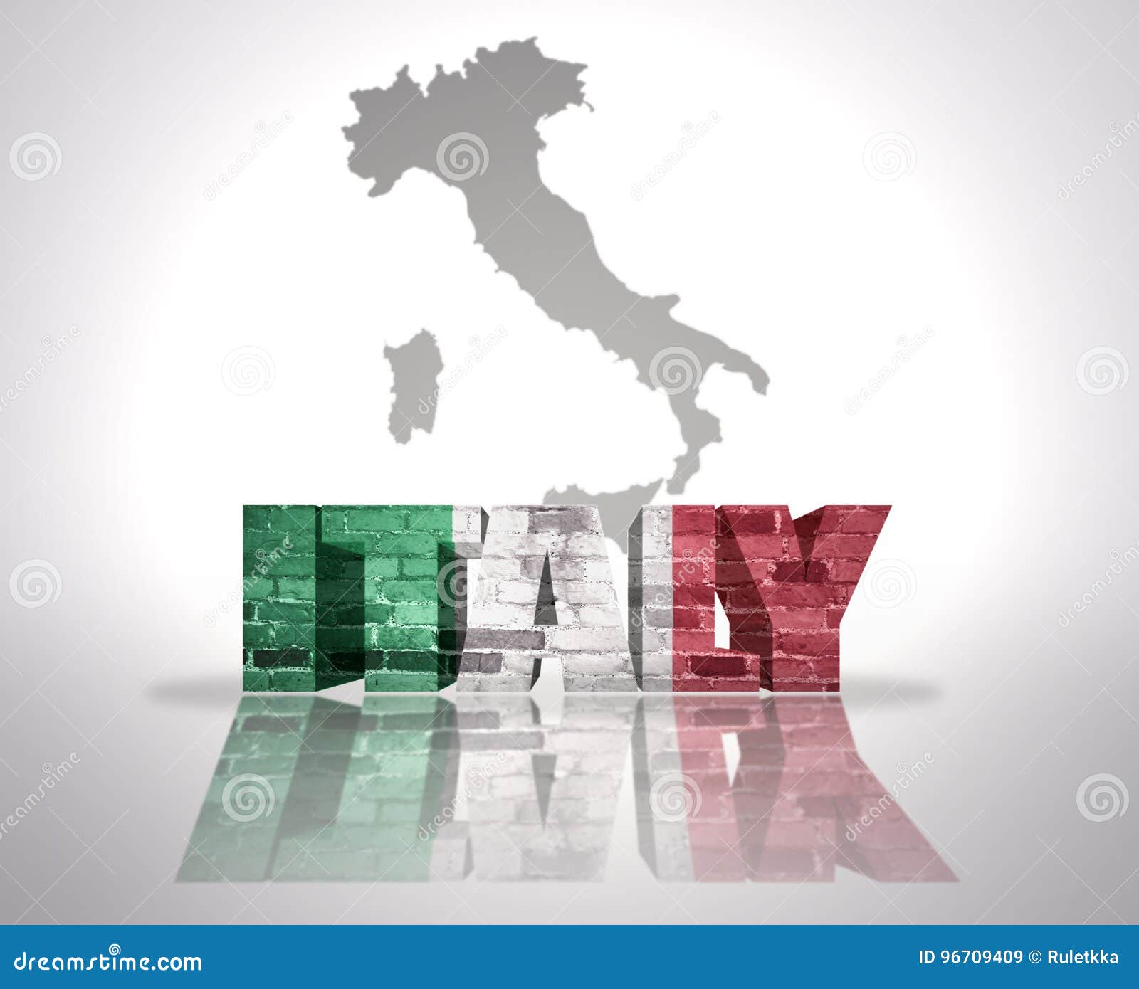 Word Italy on a Map Background Stock Illustration - Illustration of ...