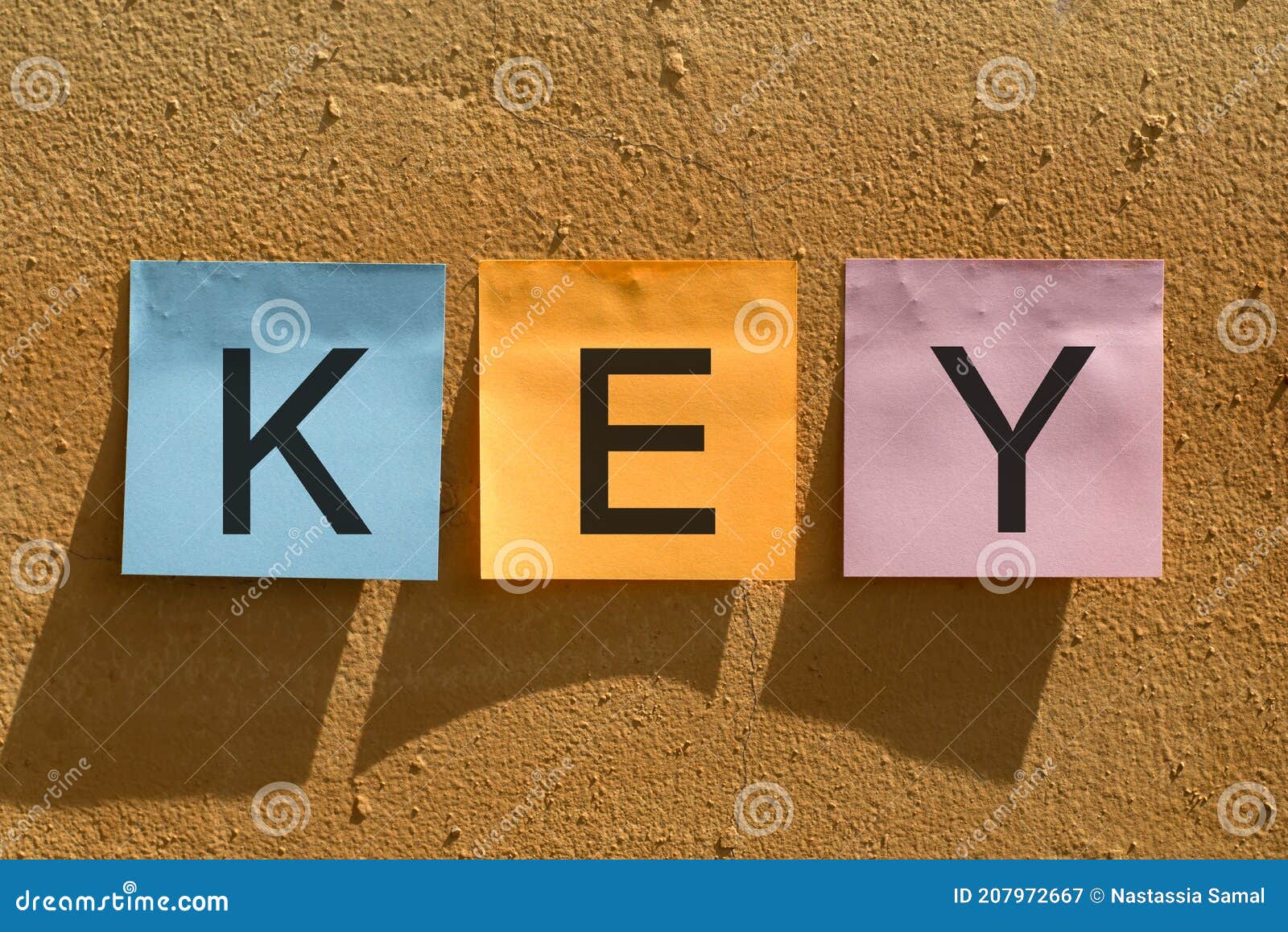 The Word KEY is Written on the Sticky Notes on the Wall Stock Image ...