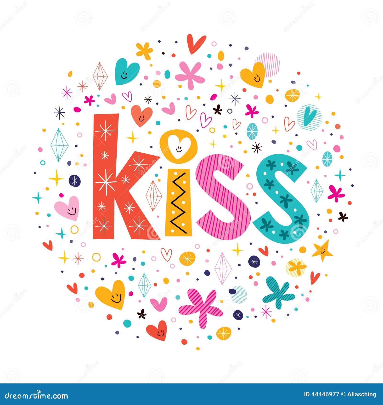 Word KISS For Coloring. Vector Decorative Zentangle Object ...
