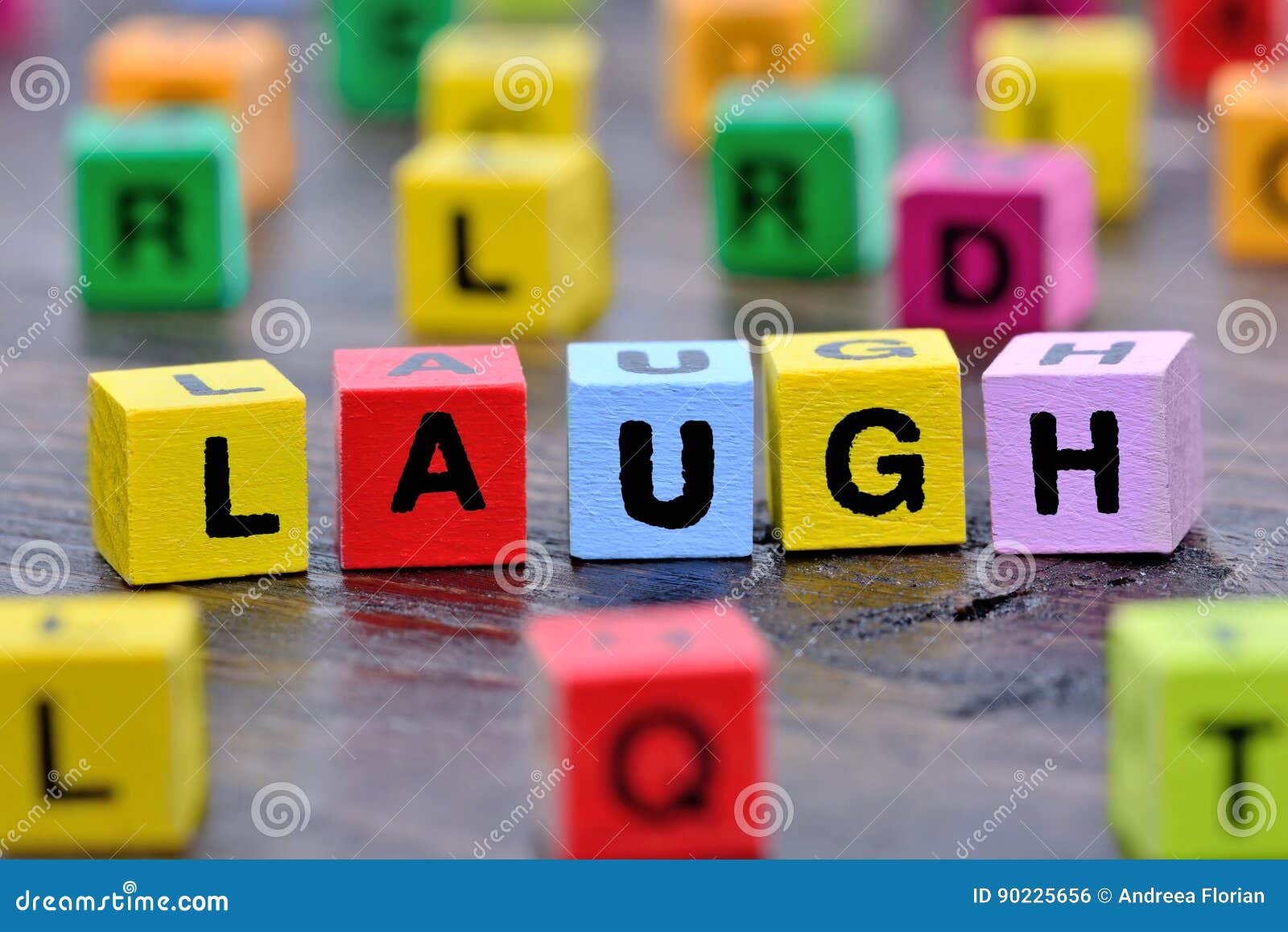 The word Laugh on table stock photo. Image of education - 90225656