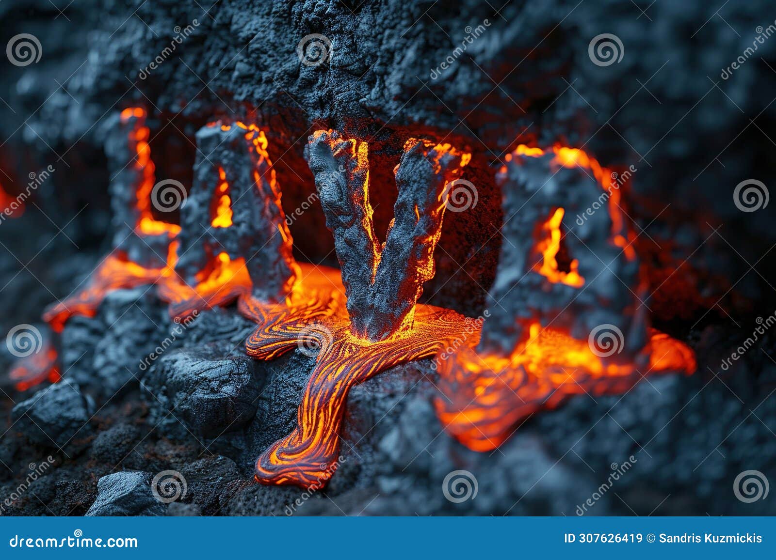Word Lava is Made of Lava in Volcano. Generative AI Stock Illustration ...