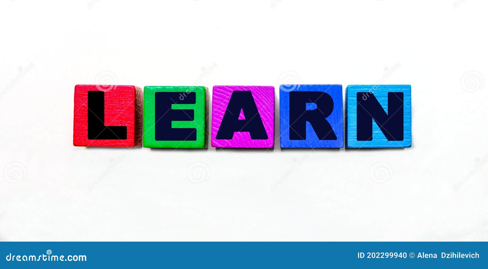 The Word LEARN is Written on Colorful Cubes on a Light Background Stock ...