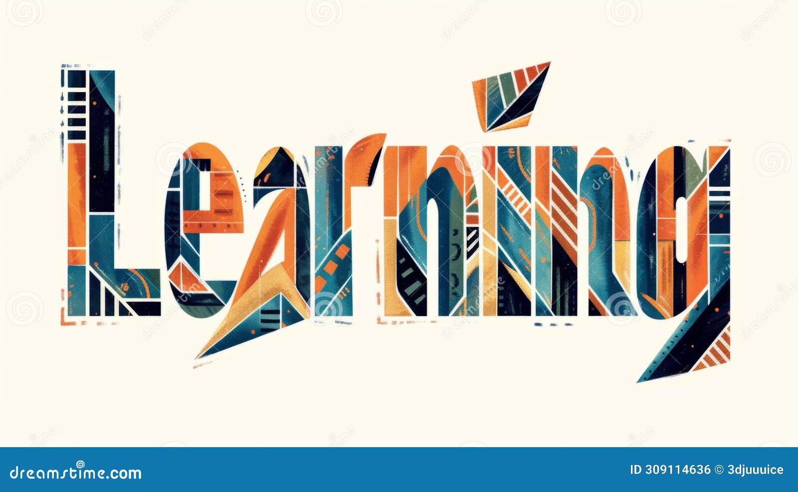 The Word Learning Isolated on White Background Made in Art Deco ...