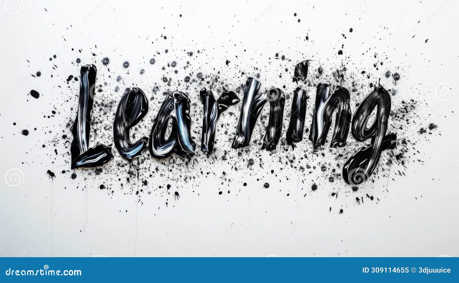 The Word Learning Isolated on White Background Made in Brush ...