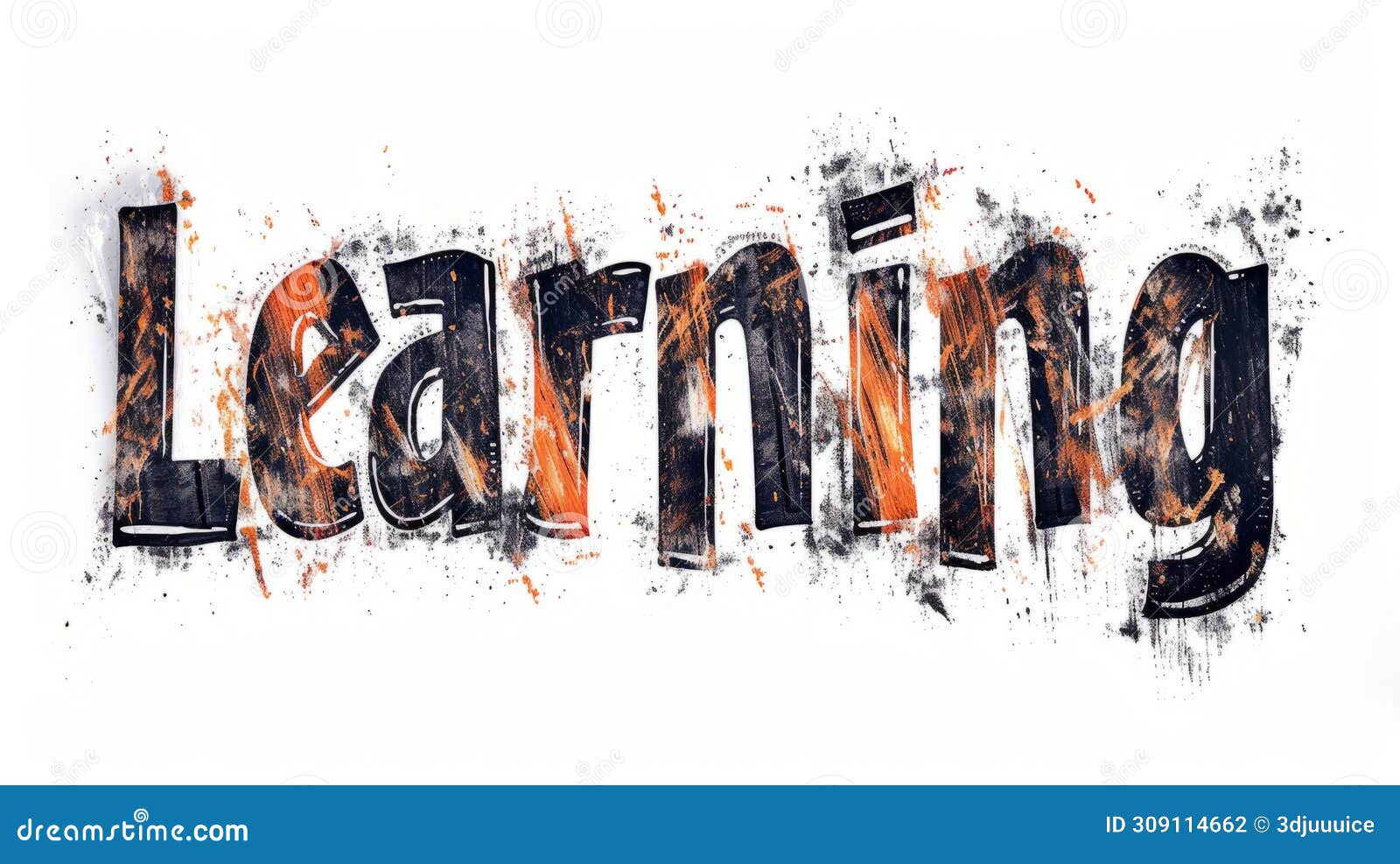 The Word Learning Isolated on White Background Made in Brush ...