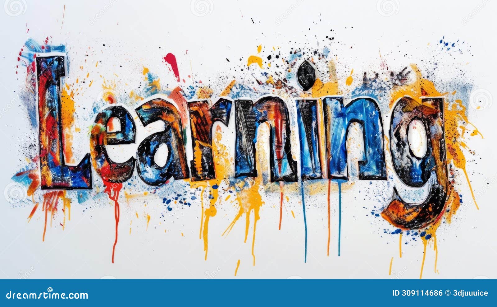 The Word Learning Isolated on White Background Made in Collage ...