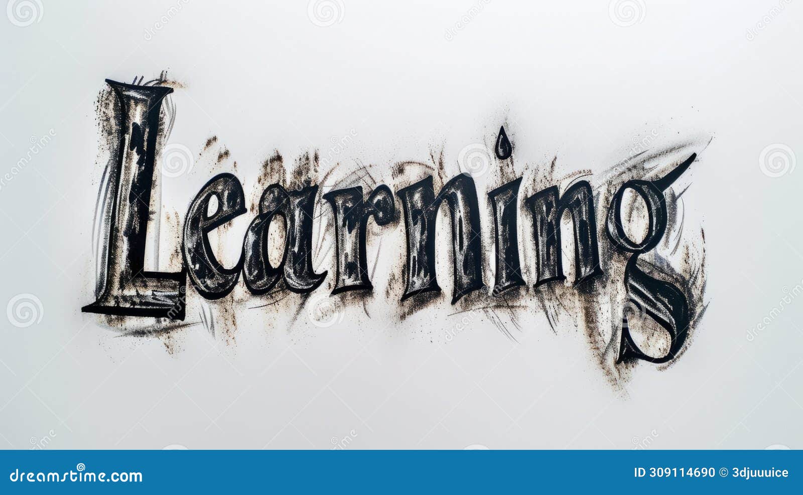 The Word Learning Isolated on White Background Made in Copperplate ...