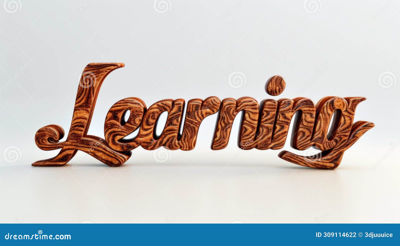 The Word Learning Isolated on White Background Made in 3D Calligraphy ...