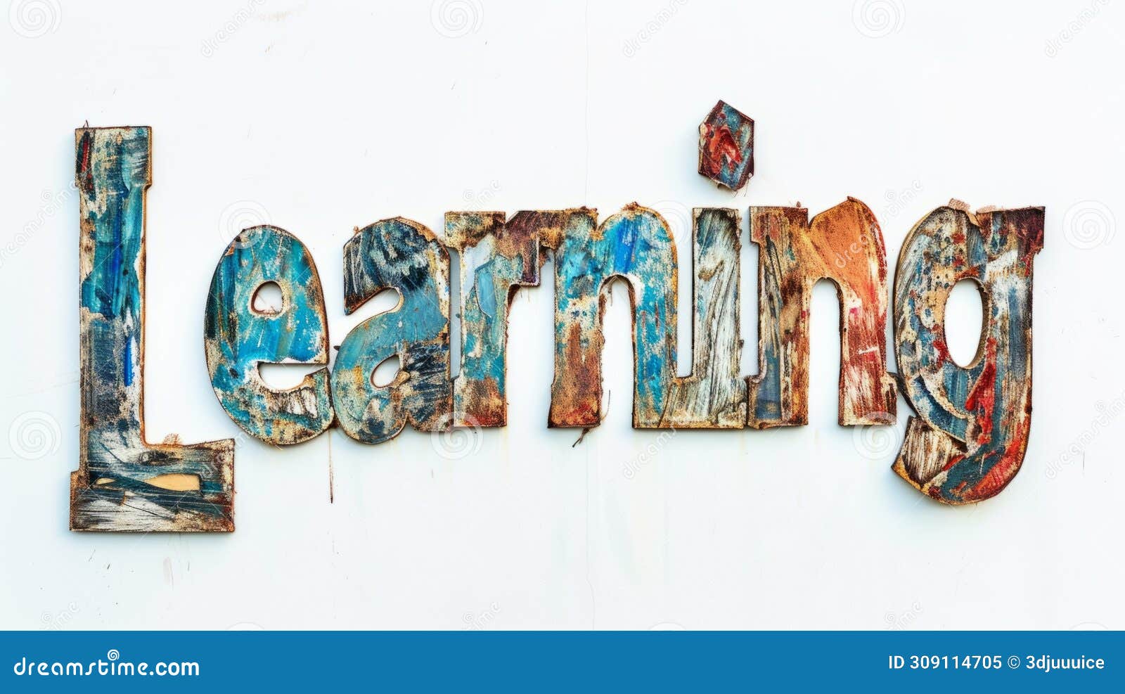 The Word Learning Isolated on White Background Made in Decoupage Style ...