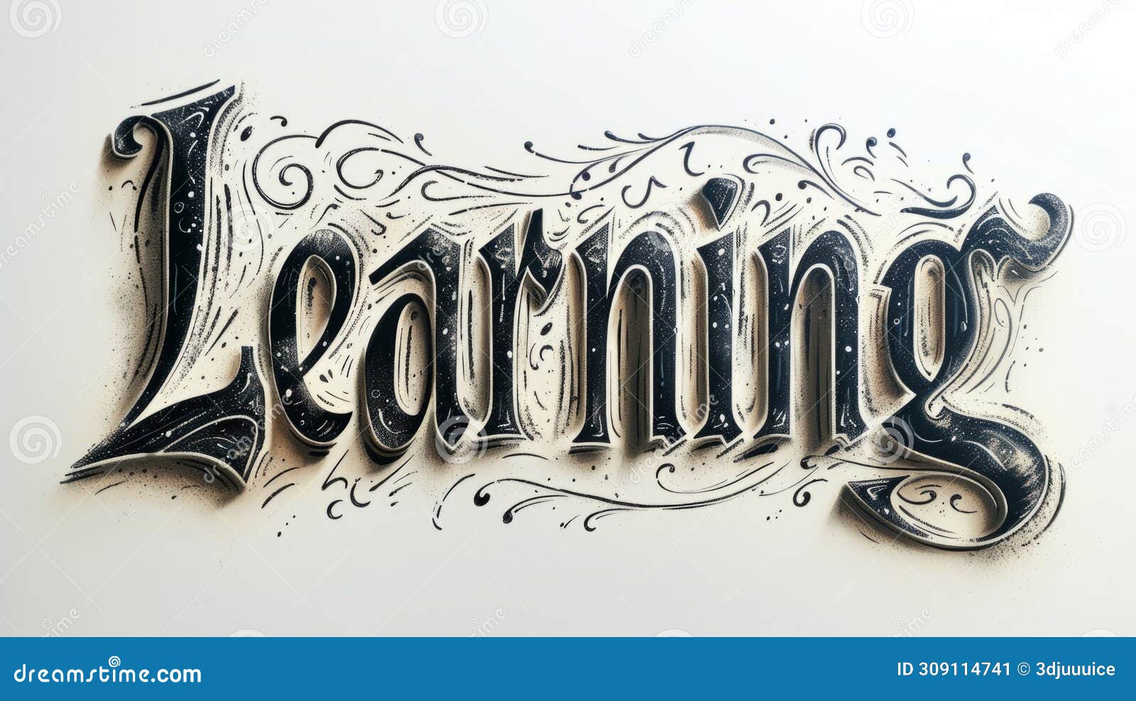 The Word Learning Isolated on White Background Made in Embossed ...