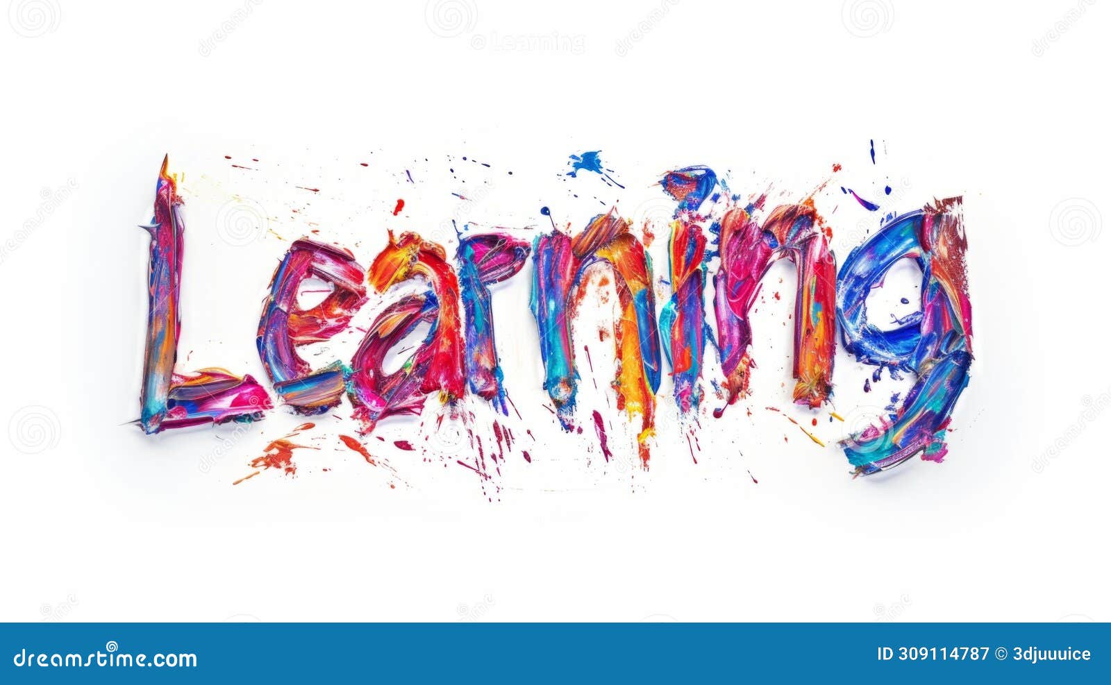 The Word Learning Isolated on White Background Made in Impressionism ...