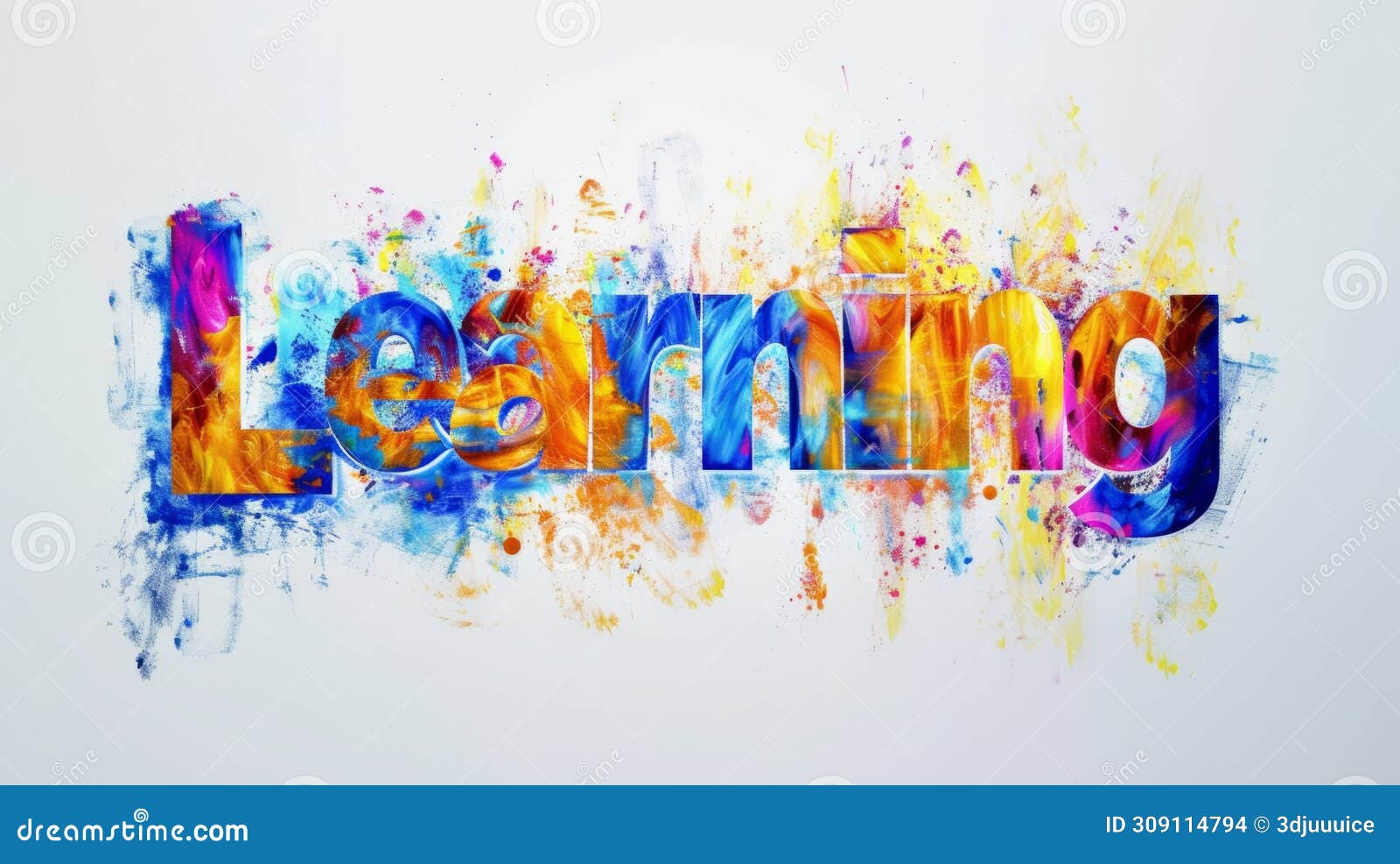 The Word Learning Isolated on White Background Made in Impressionism ...