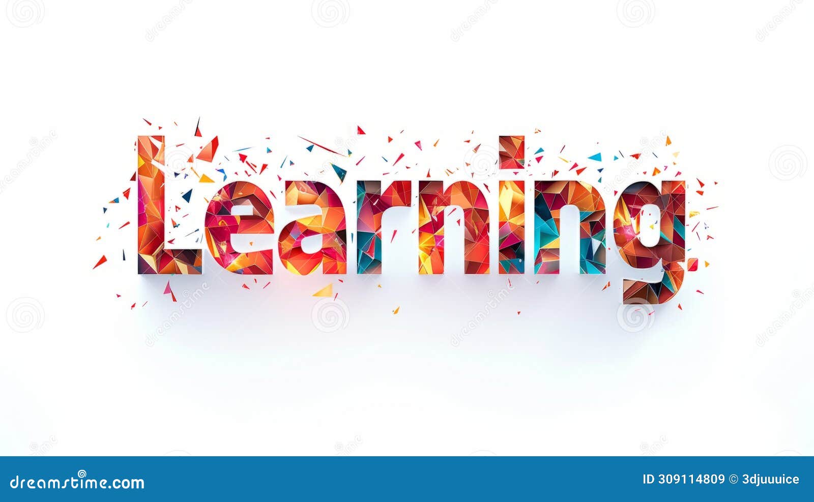 The Word Learning Isolated on White Background Made in Low-Poly Art ...