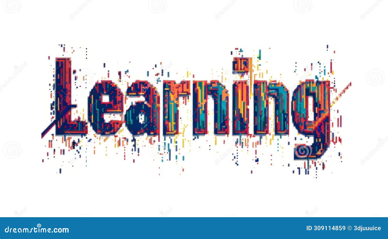 The Word Learning Isolated on White Background Made in Pixel Art Style ...