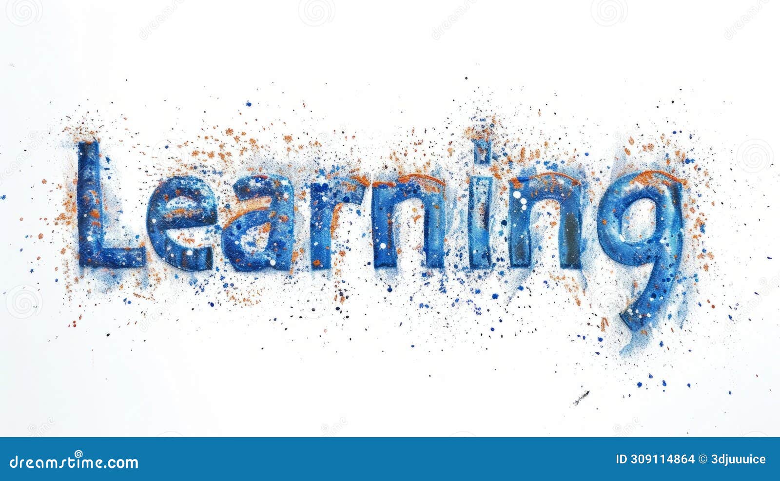 The Word Learning Isolated on White Background Made in Pointillism ...