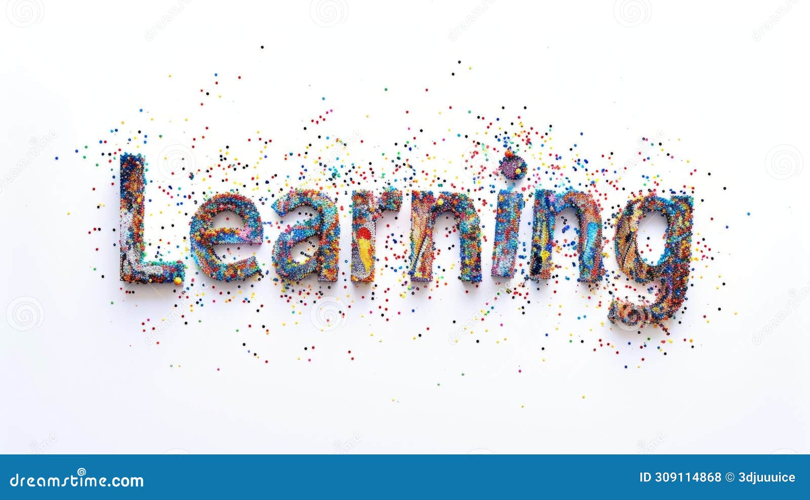 The Word Learning Isolated on White Background Made in Pointillism ...