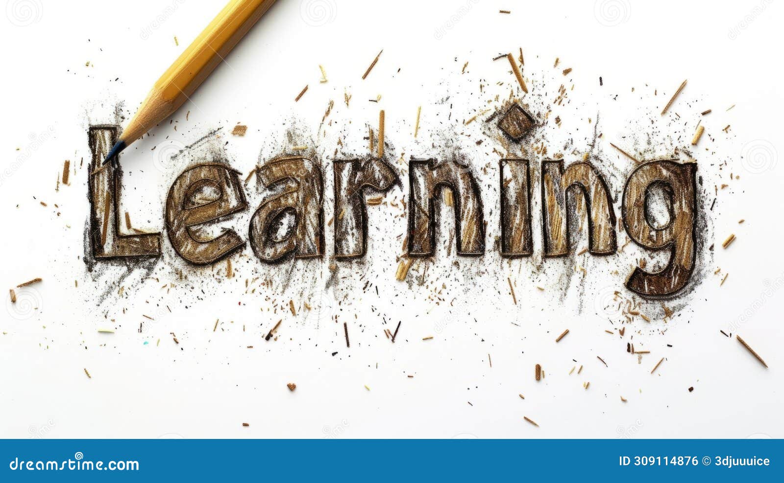 The Word Learning Isolated on White Background Made in Realistic Pencil ...