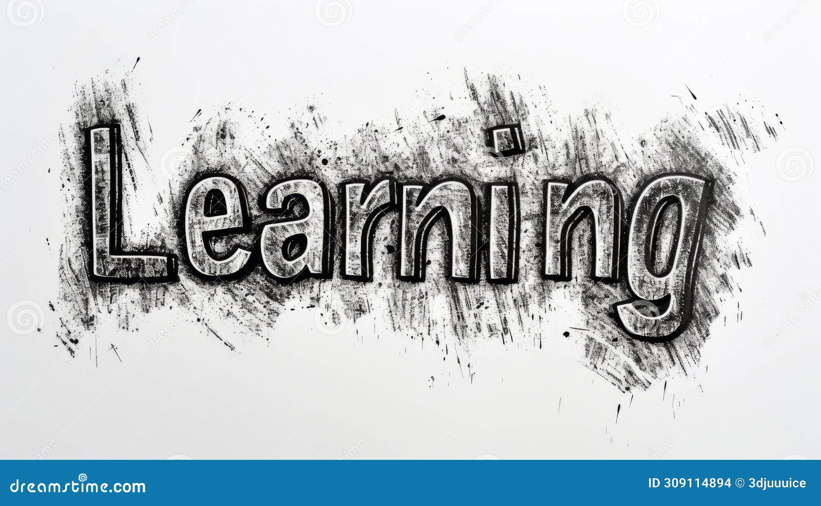 The Word Learning Isolated on White Background Made in Stippling Style ...