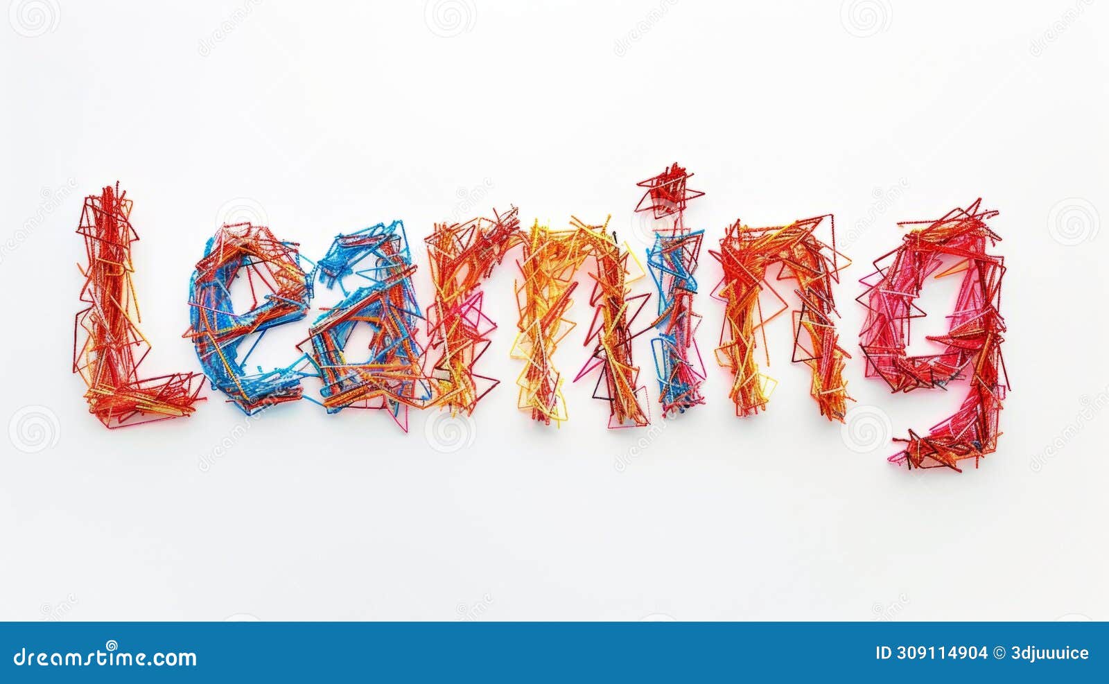 The Word Learning Isolated on White Background Made in String Art ...