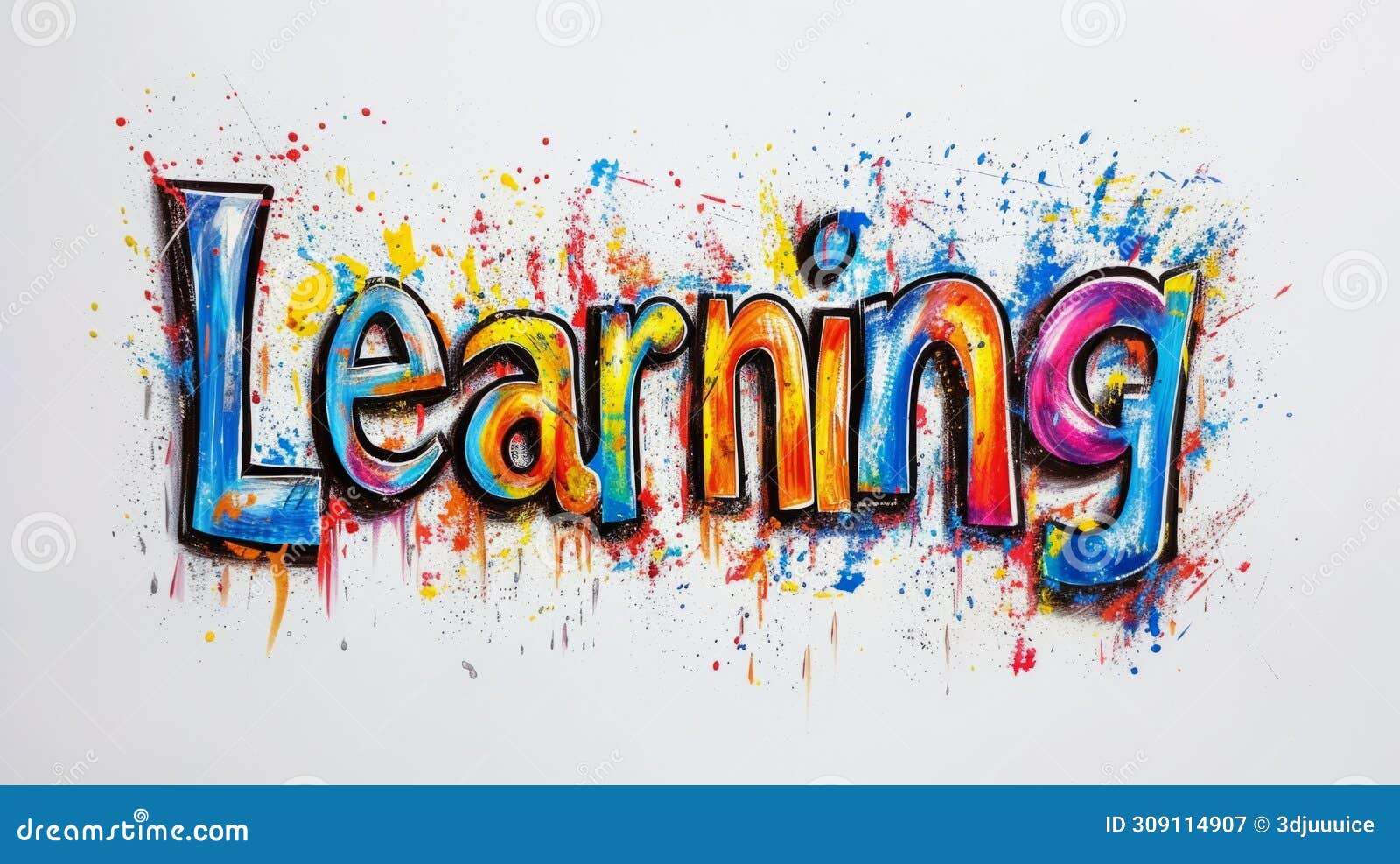 The Word Learning Isolated on White Background Made in Surrealistic ...