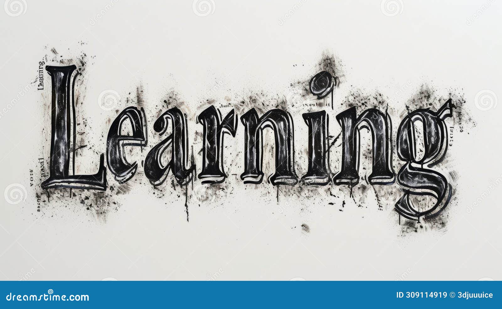 The Word Learning Isolated on White Background Made in Uncial ...