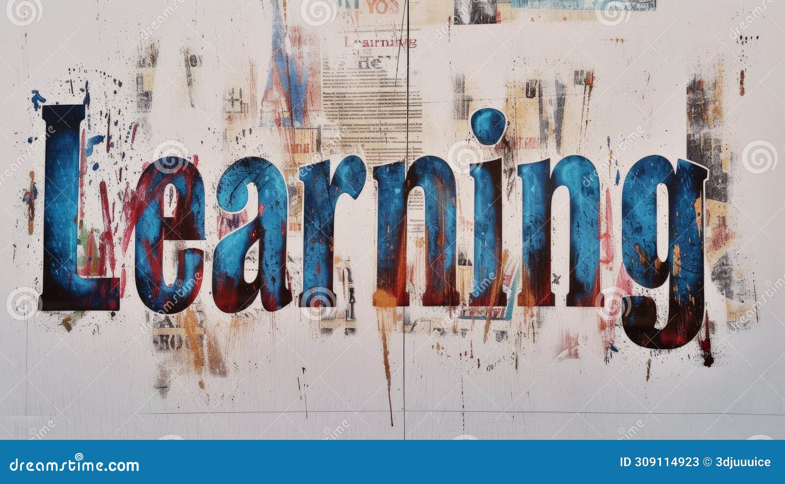 The Word Learning Isolated on White Background Made in Vintage ...